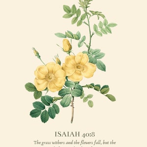 Isaiah 40:8 | Word of God Endures Forever Botanical Floral Antique ...