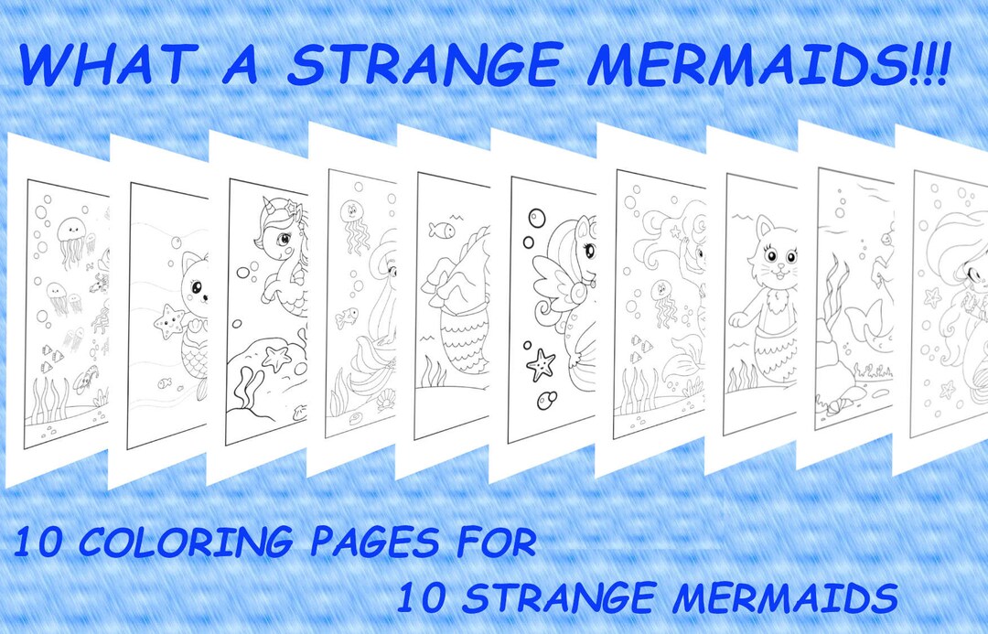 Mermaids Coloring Pages, Strange Mermaids, Digital for Kids, Monster ...