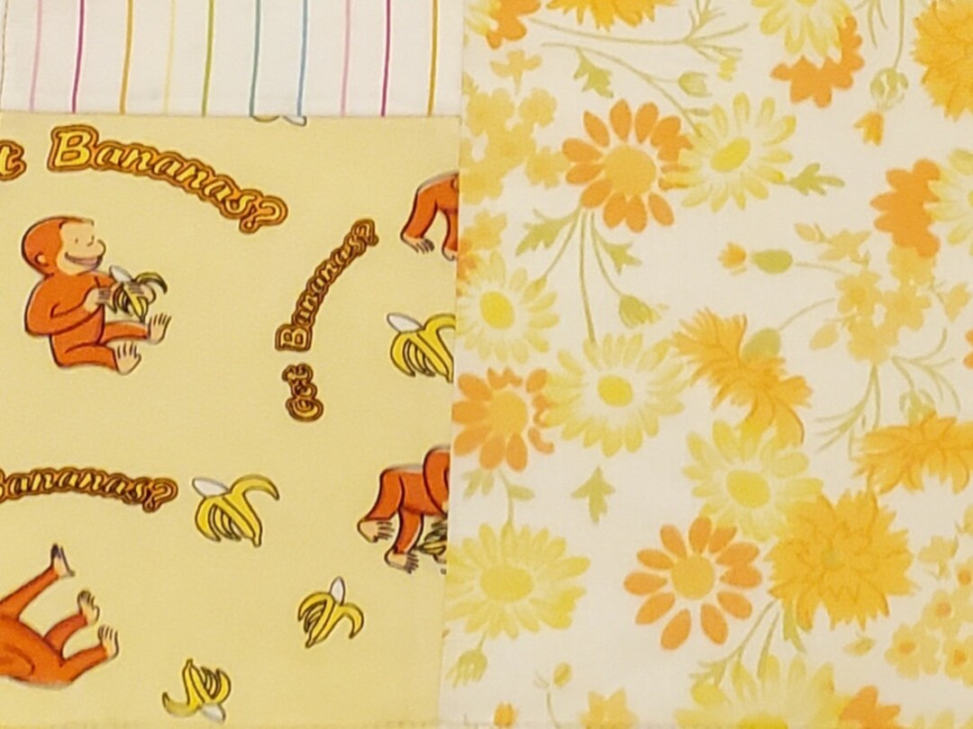 Curious George Bananas Mug Rug Upcycled Fabric Fun. Mug Rugs Are Larger ...