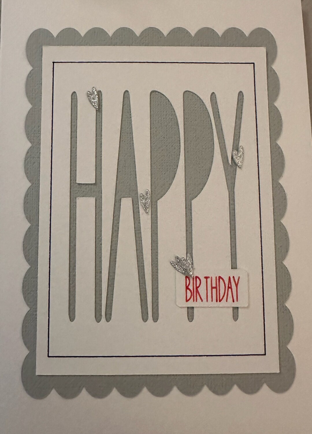 Handmade Birthday Card Happy Birthday Glitter Hearts Personalized ...