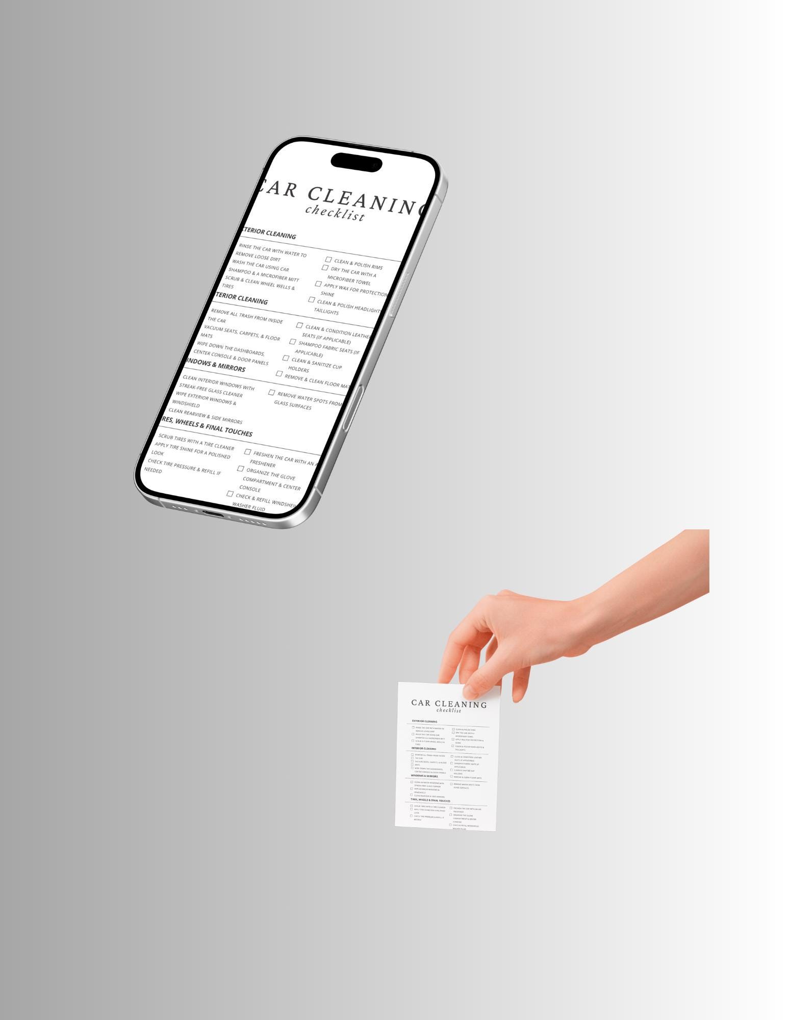 Car Cleaning Checklist | Printable Car Detailing Planner | Digital ...