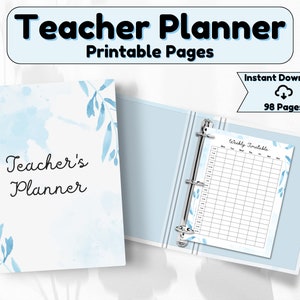 Teacher Planner, Spiral or Binder Printable Teacher Bundle, Lesson Plan ...
