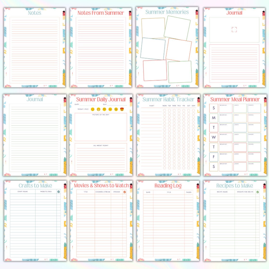 Ultimate Summer Fun Printable Planner, INSTANT DOWNLOAD - Etsy