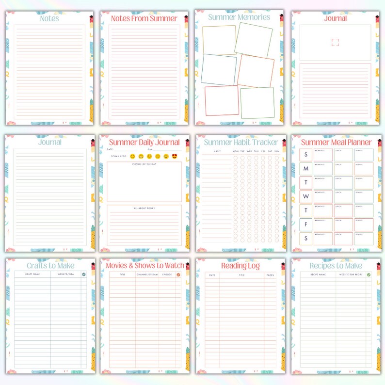 Ultimate Summer Fun Printable Planner, INSTANT DOWNLOAD - Etsy