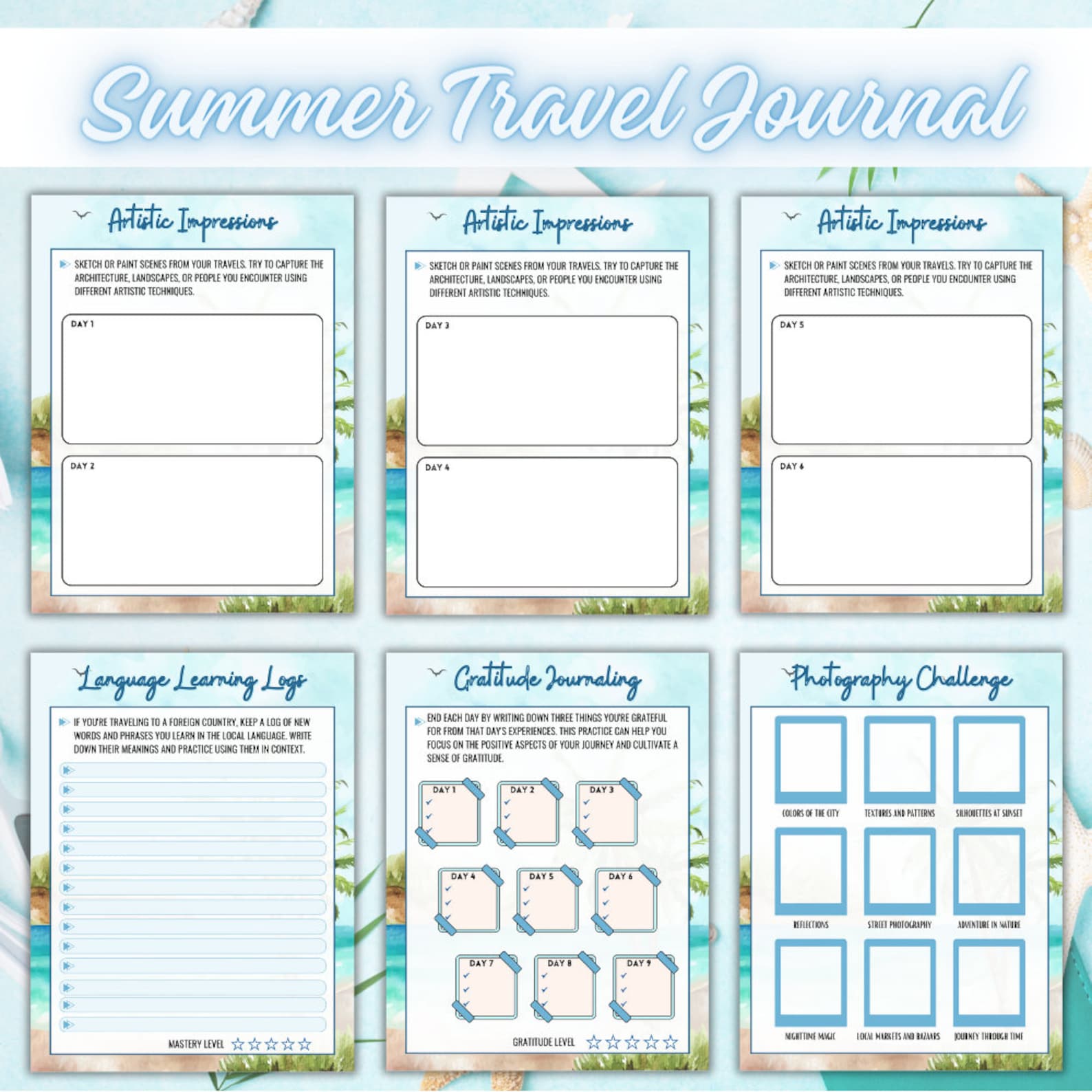 Printable Summer Travel Journal INSTANT DOWNLOAD - Etsy