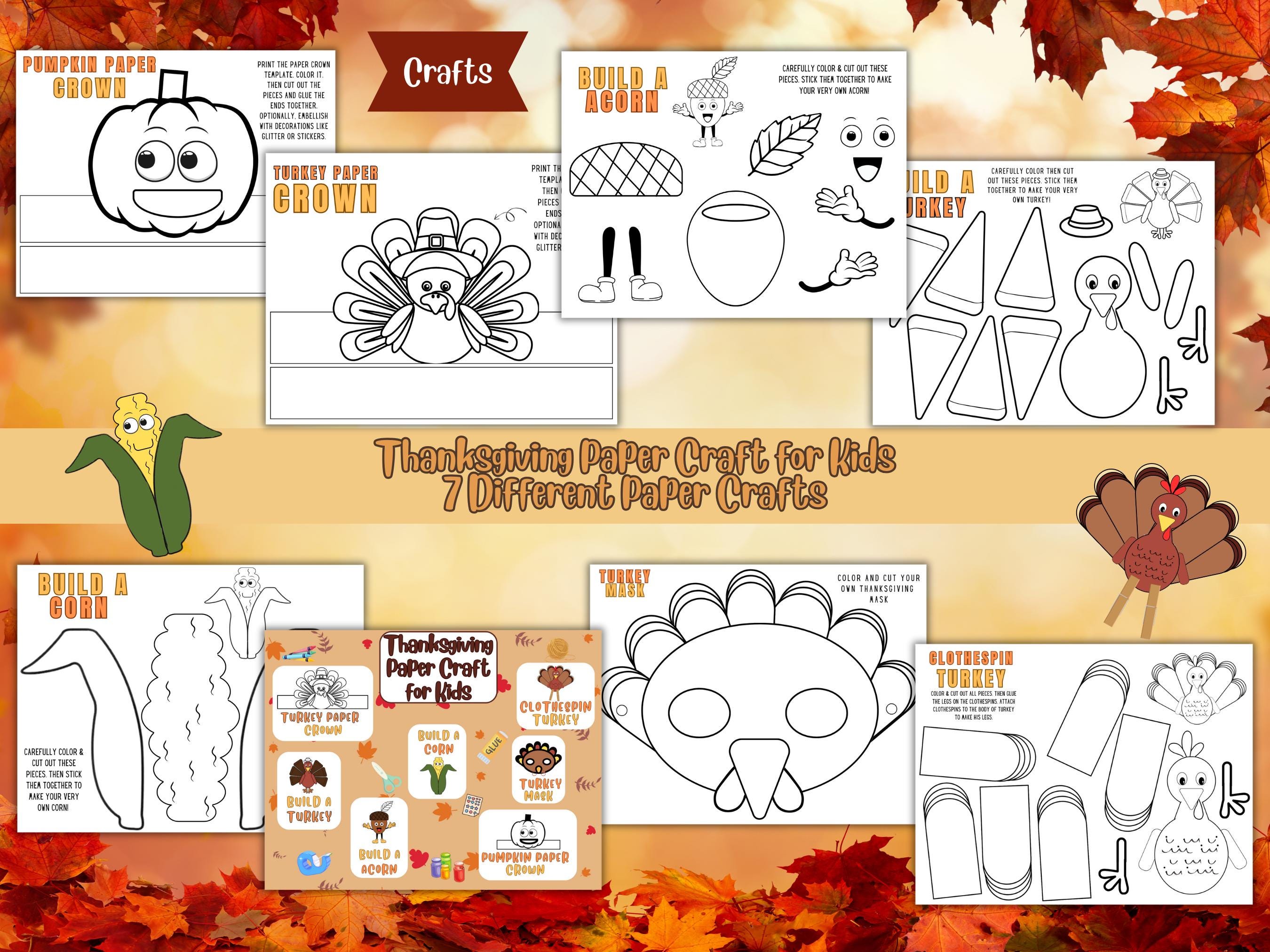 Printable Thanksgiving Activity Bundle for Kids, Coloring Pages, Word ...