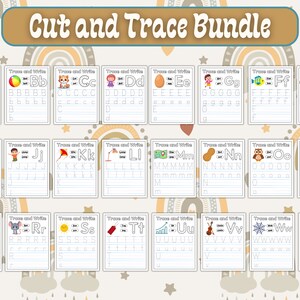 Cut and Trace Printable Bundle, Alphabet Letter Trace, Homeschool ...