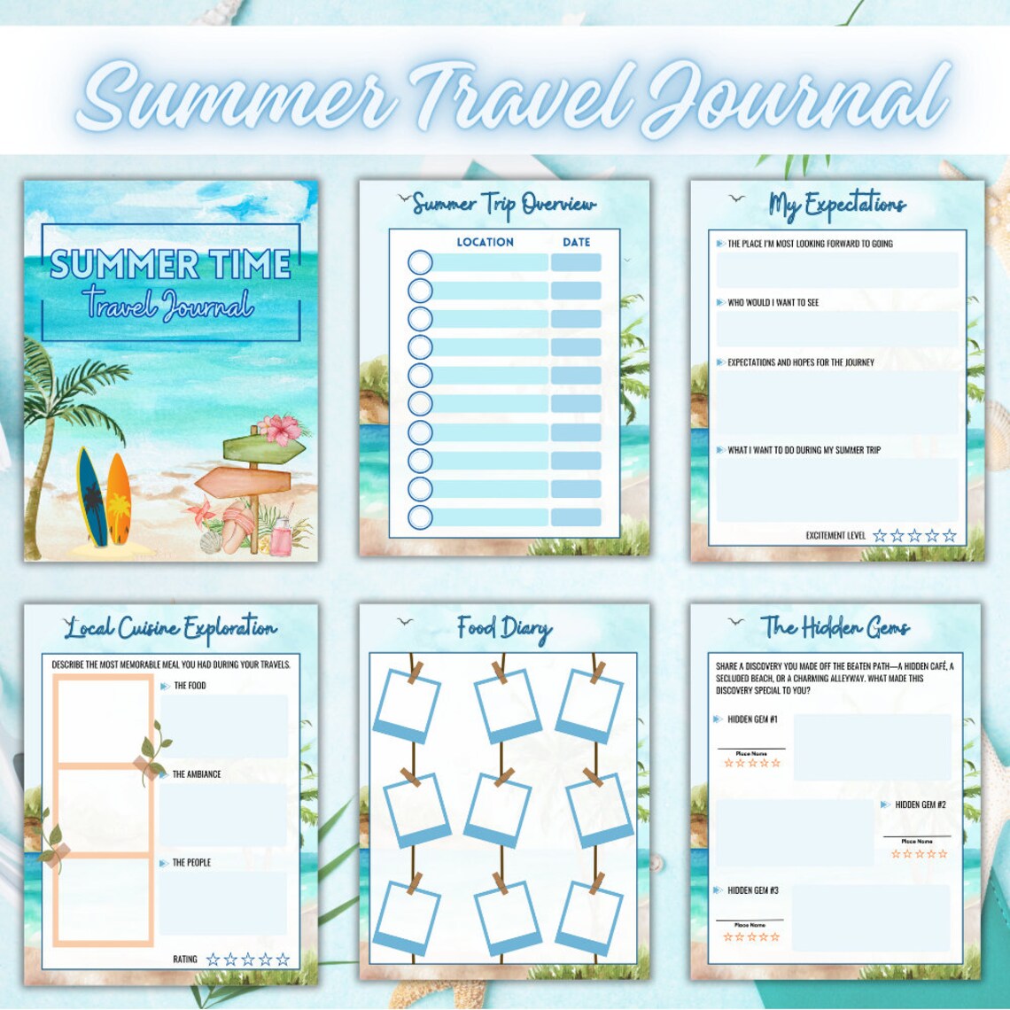 Printable Summer Travel Journal INSTANT DOWNLOAD - Etsy