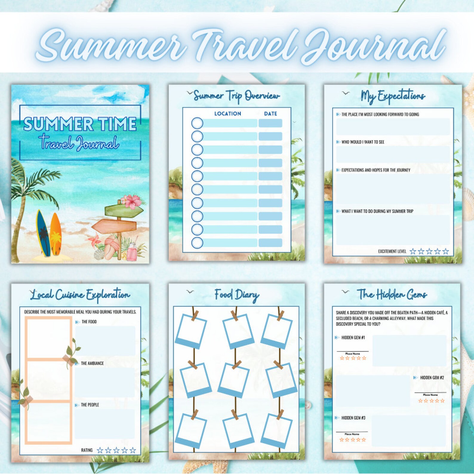 Printable Summer Travel Journal INSTANT DOWNLOAD - Etsy