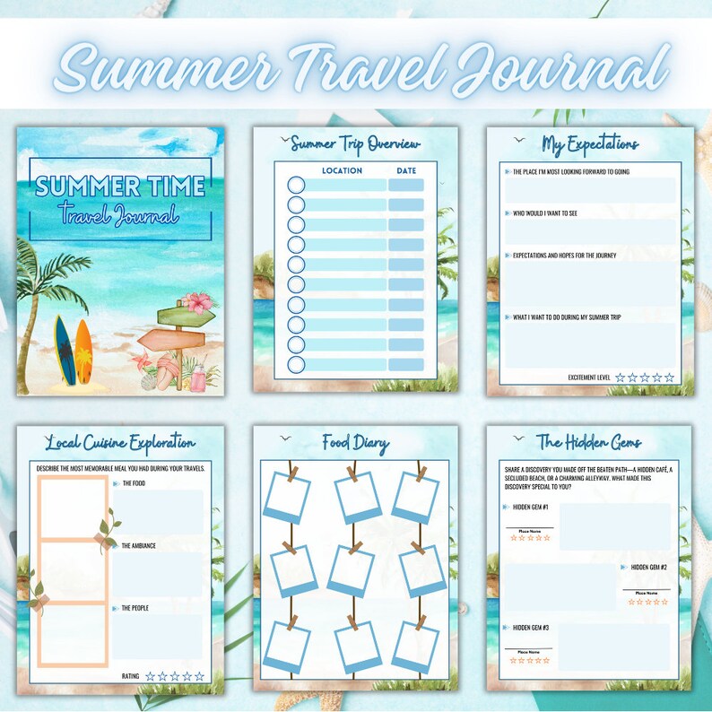 Printable Summer Travel Journal INSTANT DOWNLOAD - Etsy