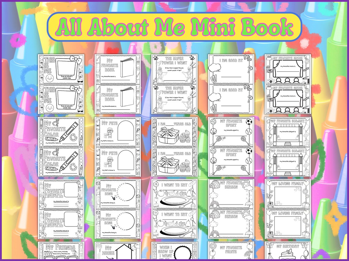 All About Me Mini Book, Kids All About Me Workbook Printable ...