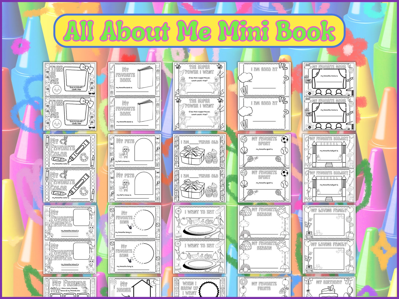 All About Me Mini Book, Kids All About Me Workbook Printable ...