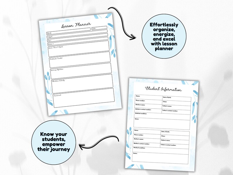 Teacher Planner, Spiral or Binder Printable Teacher Bundle, Lesson Plan ...