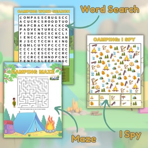 Camping Games for Kids, Printable Maze, Word Search and I Spy Game ...