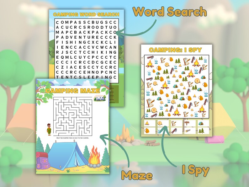 Camping Games for Kids, Printable Maze, Word Search and I Spy Game ...