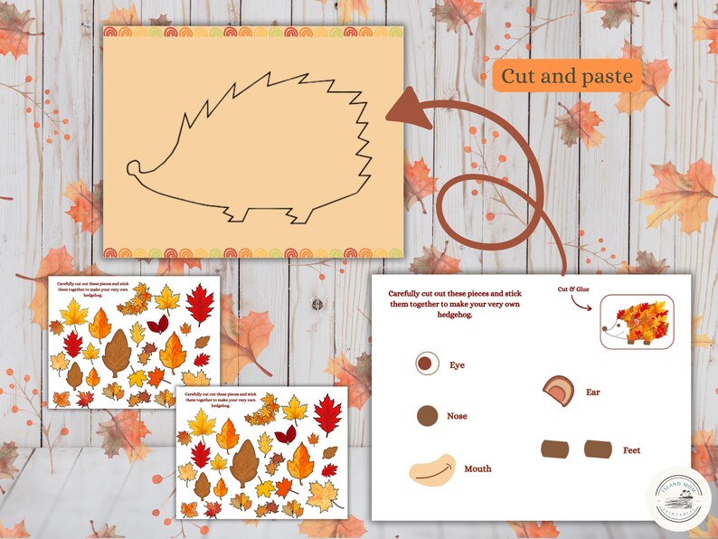 Fall Hedgehog Craft: Printable Paper Leaf Activity (instant Download ...