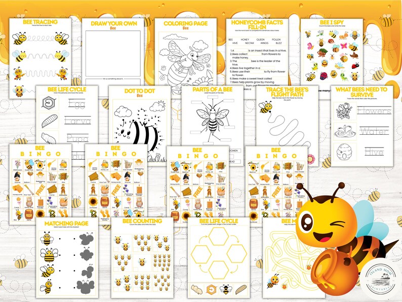 Buzzing Bee-themed Learning Pack – Preschool & Kindergarten Printables ...