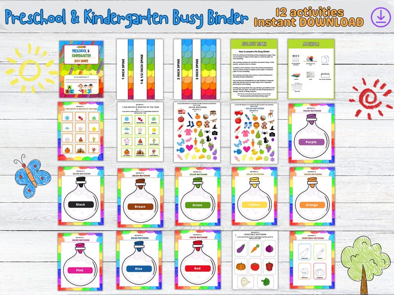 Preschool and Kindergarten Printable Busy Binder, Printable Activity ...