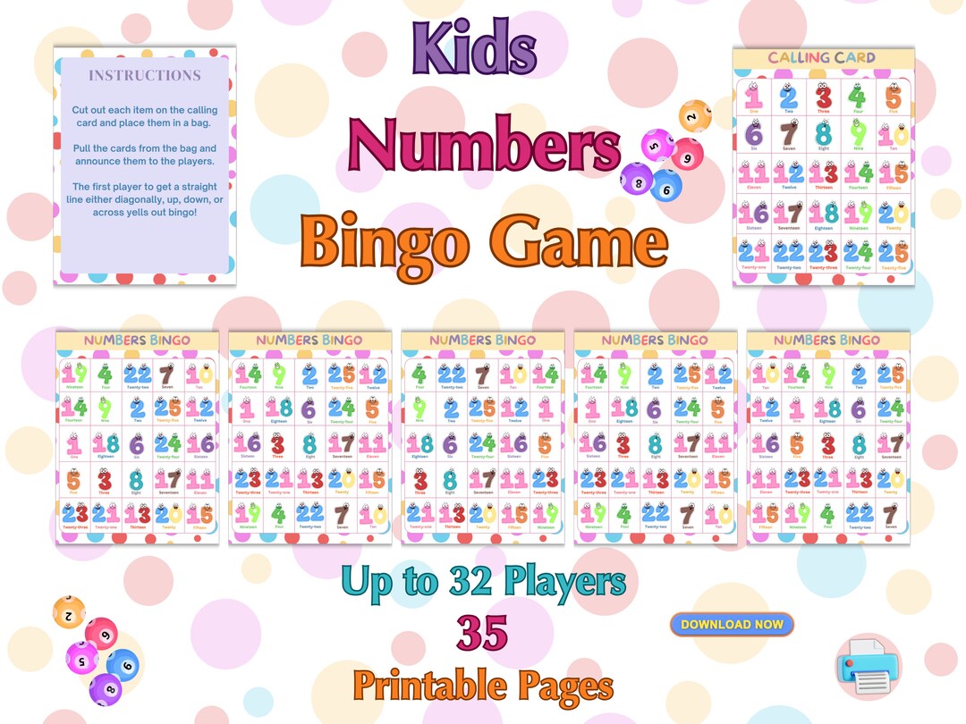 Numbers Bingo Game: Preschool Learning Activity (printable Download) - Etsy