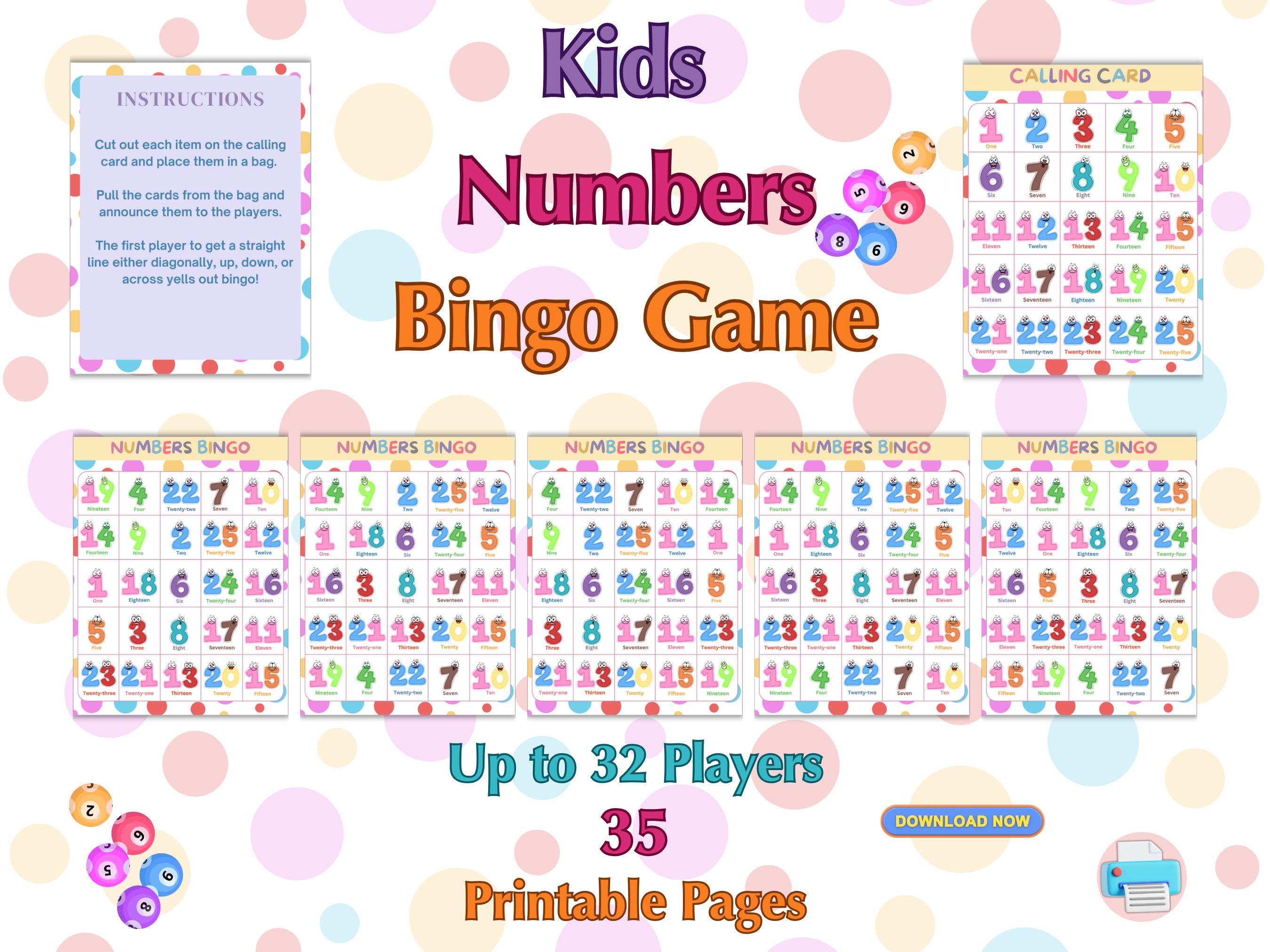 Numbers Bingo Game: Preschool Learning Activity (printable Download) - Etsy