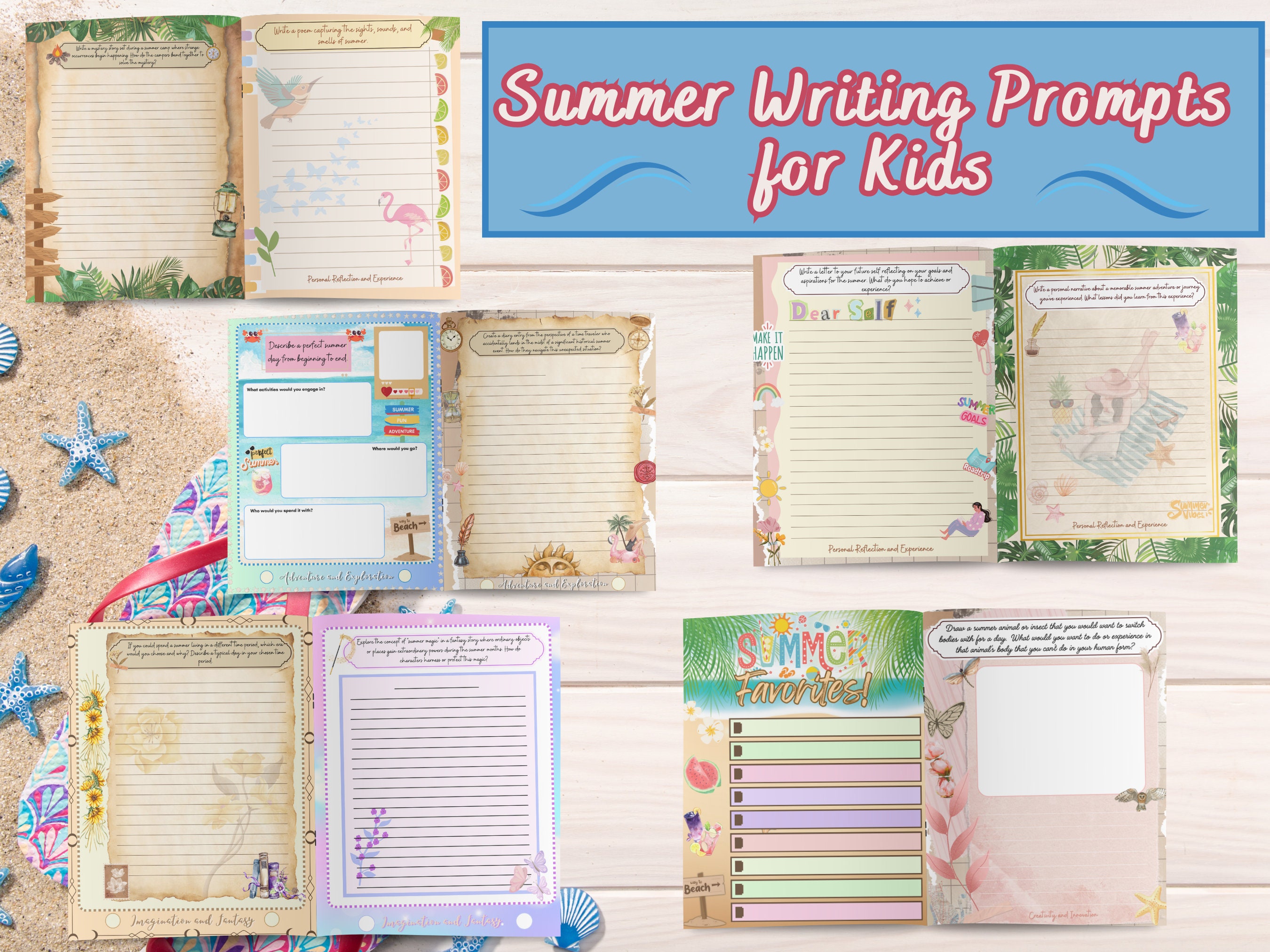 Printable Summer Writing Prompts for Kids, Summer Writing Journal ...