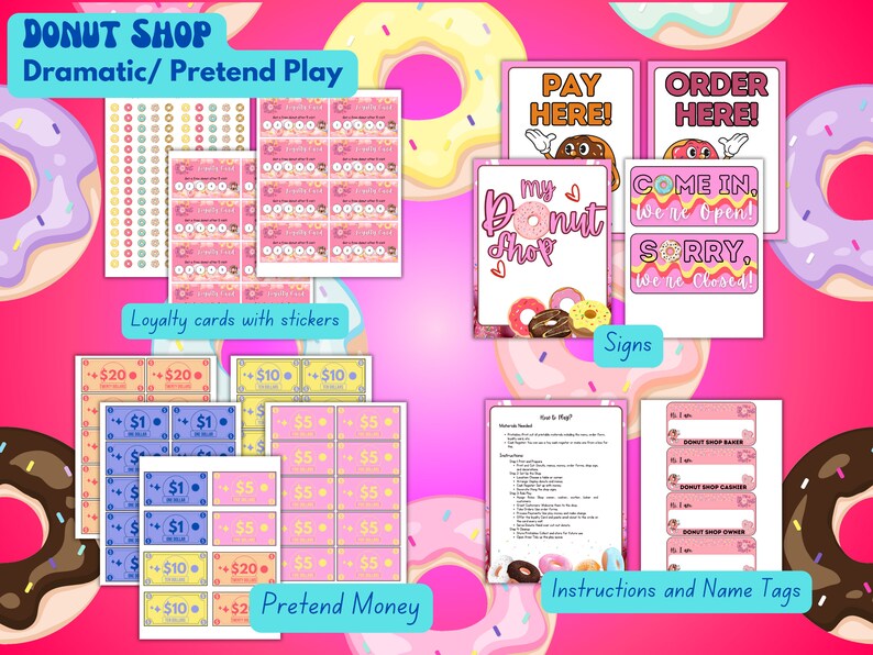 Kid's Donut Shop Pretend Dramatic Play Printable - Etsy