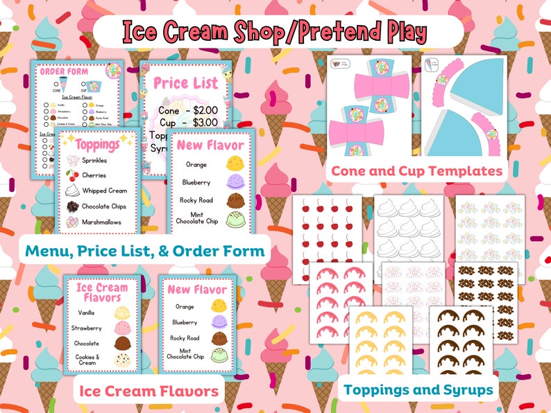 Kid's Ice Cream Shop Pretend Dramatic Play Printable - Etsy