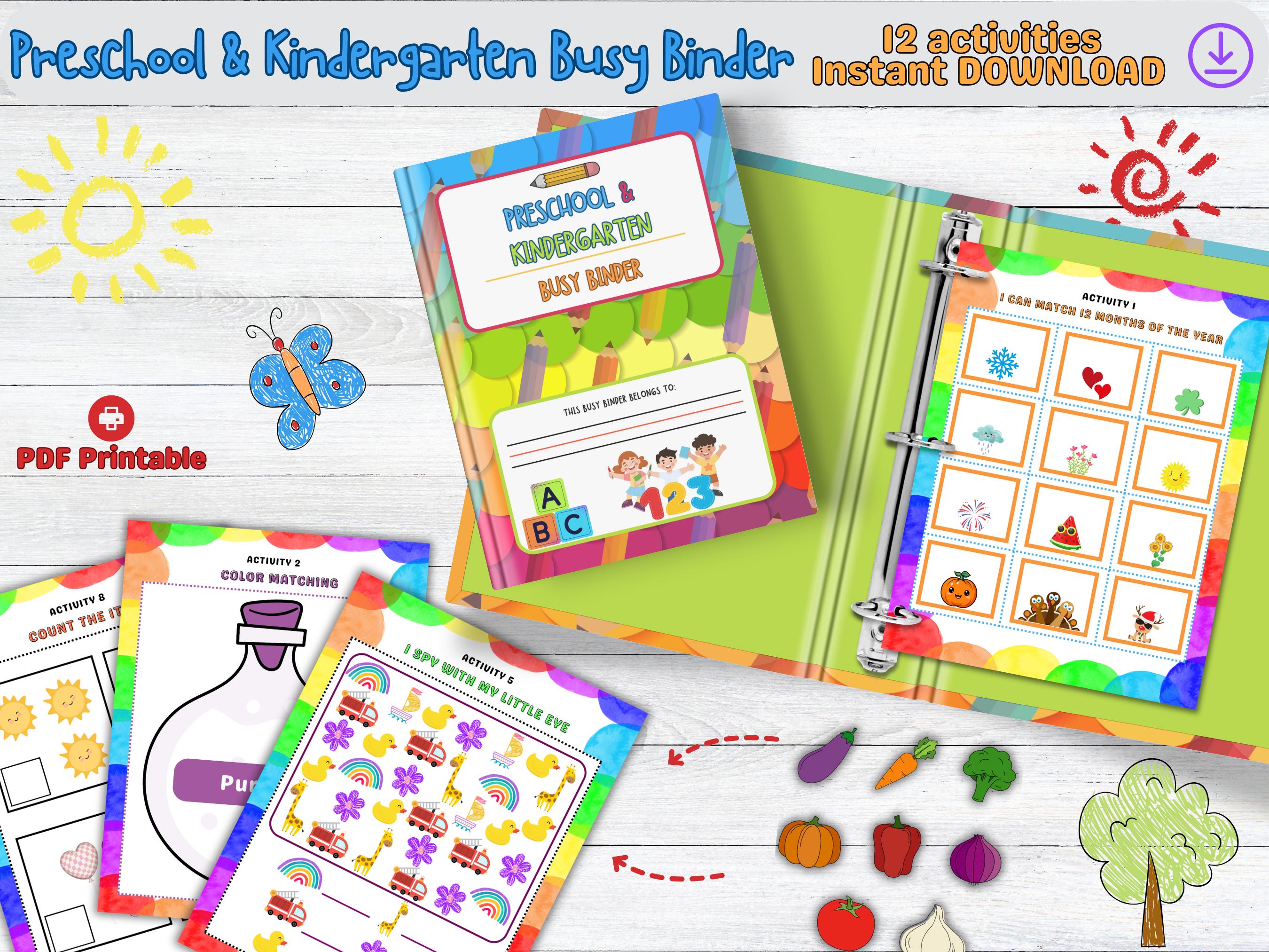 Preschool and Kindergarten Printable Busy Binder, Printable Activity ...