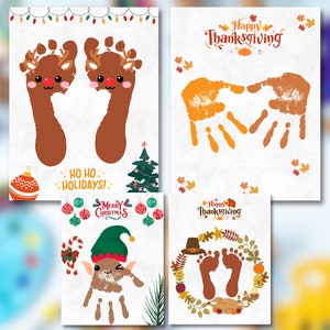 Kids Handprint Footprint Art Craft Bundle (printable Digital Download ...