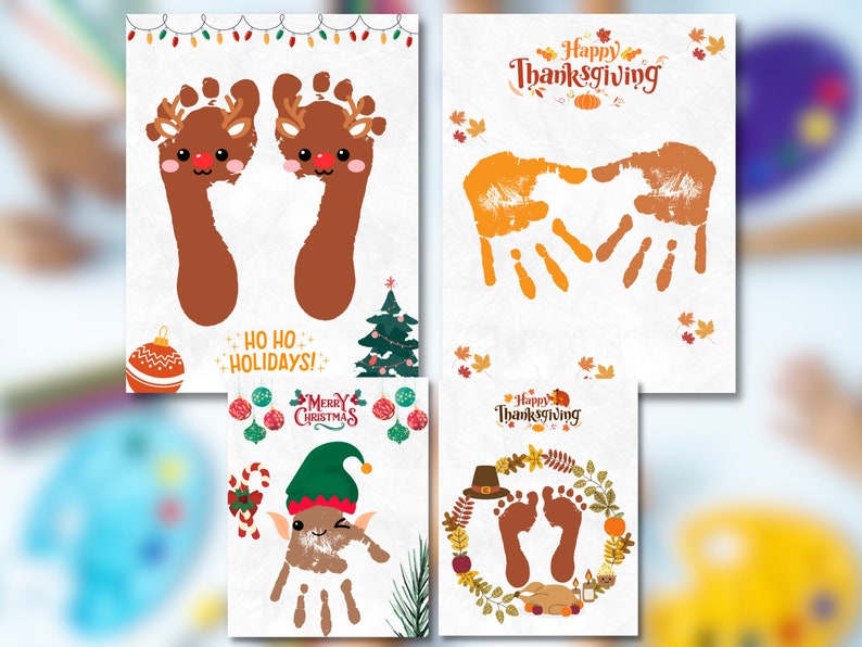 Kids Handprint and Footprint Craft Bundle, Art Activity Bundle, Summer ...