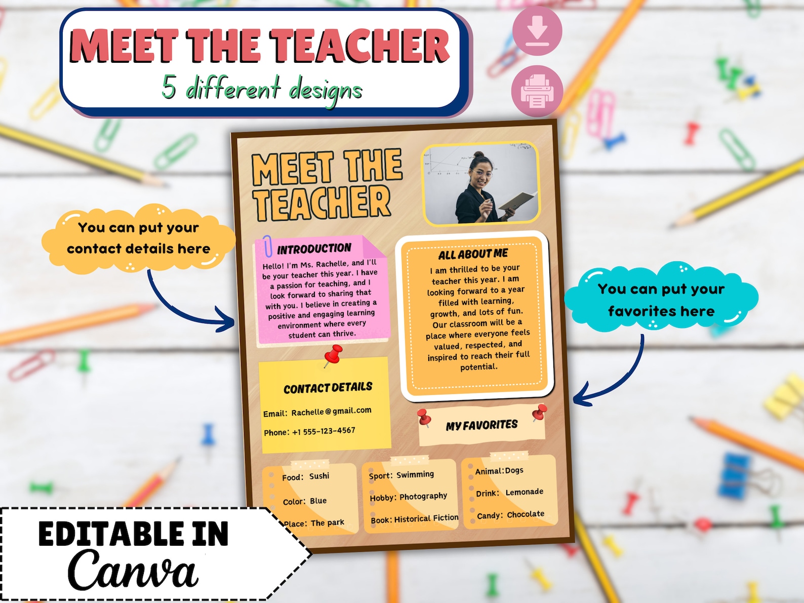 Meet the Teacher Template, Meet the Teacher Editable Template, Teacher ...