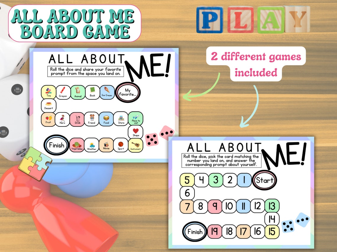 All About Me Game, Printable Board Game, Classroom All About Me ...