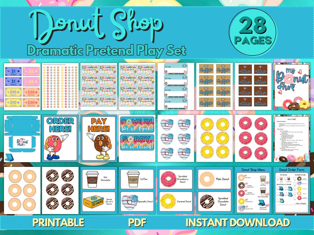 Kid's Donut Shop Pretend Dramatic Play Printable - Etsy