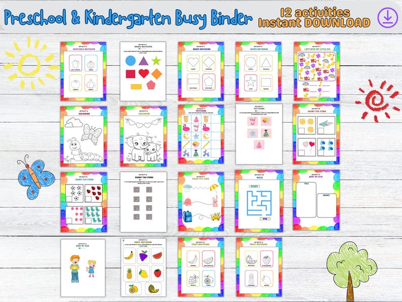 Preschool and Kindergarten Printable Busy Binder, Printable Activity ...