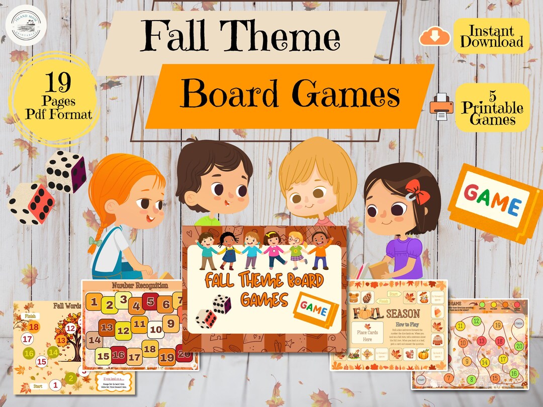 Fall Printable Board Game Bundle for Kids (PDF) - Etsy