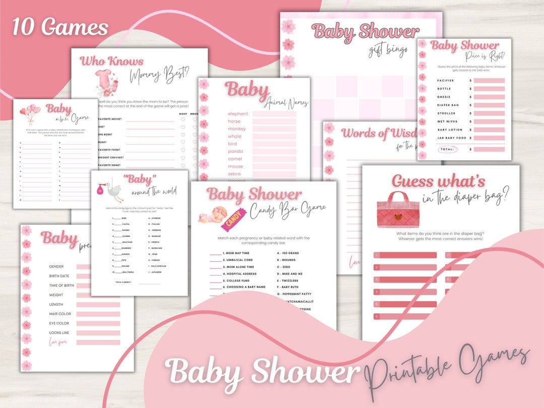 Baby Girl Shower Games Bundle: 10 Printable Games (instant Download) - Etsy