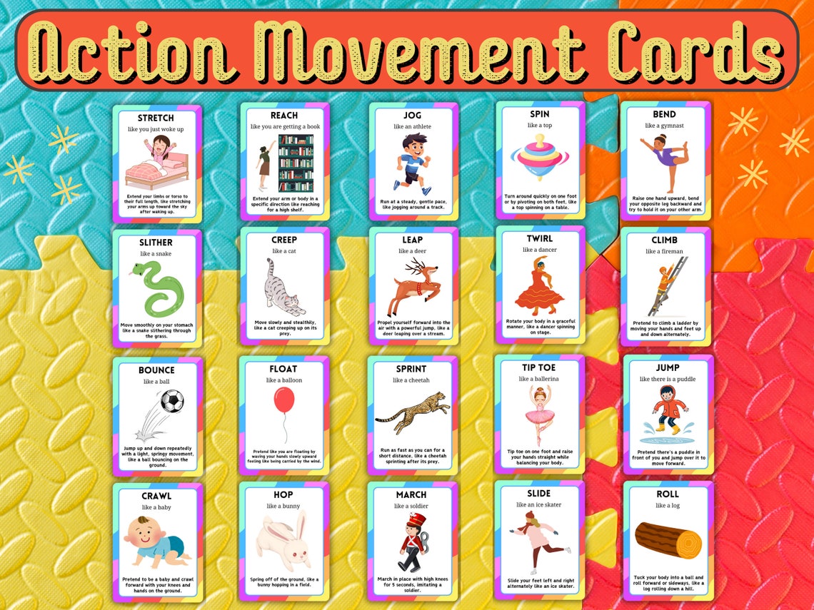 Action Movement Cards: Kids Activity, Homeschool Printable (PDF) - Etsy