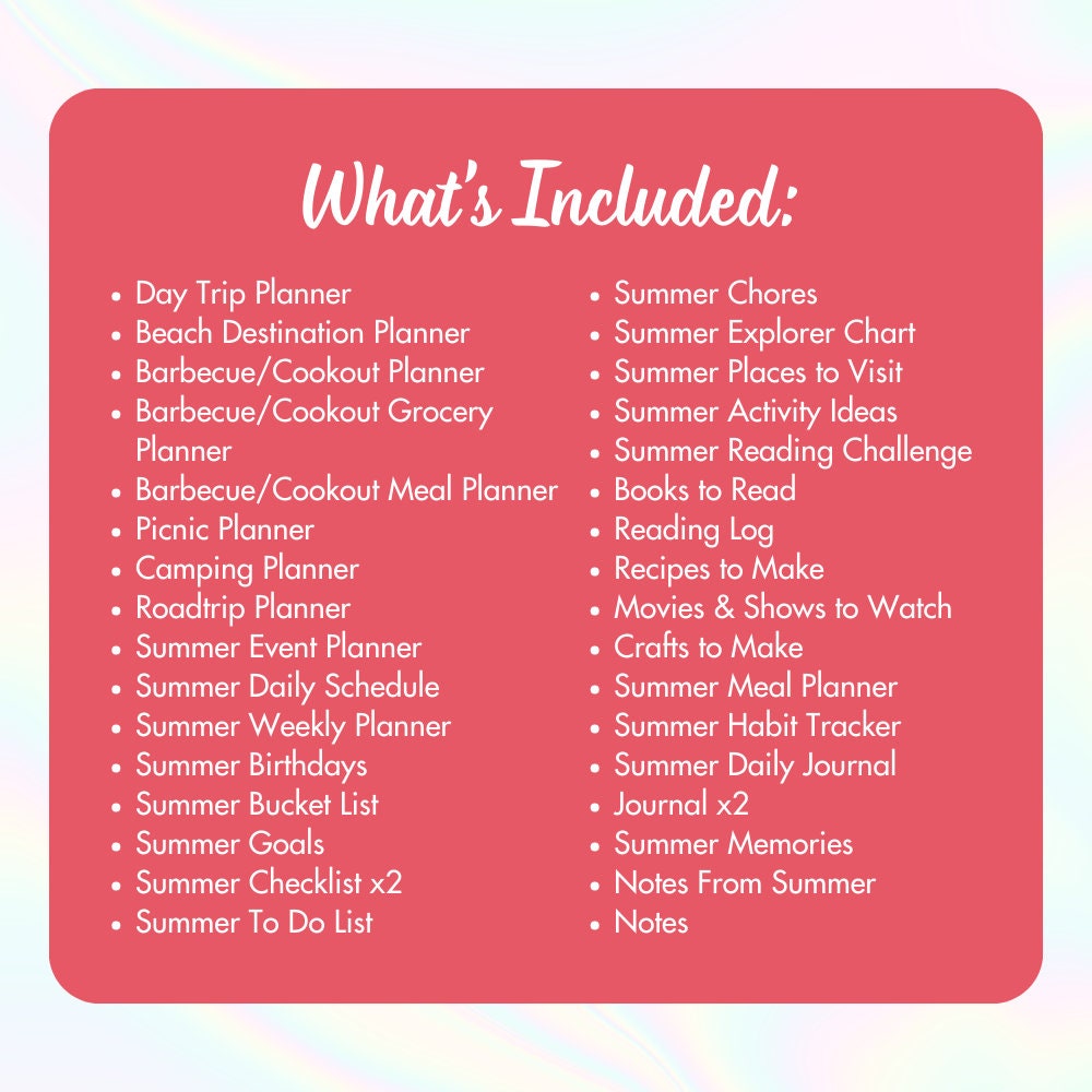 Ultimate Summer Fun Printable Planner, INSTANT DOWNLOAD - Etsy