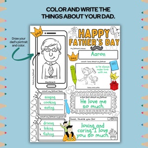 Father's Day Printable Kids DIY Coloring About Dad Pages, Father's Day ...