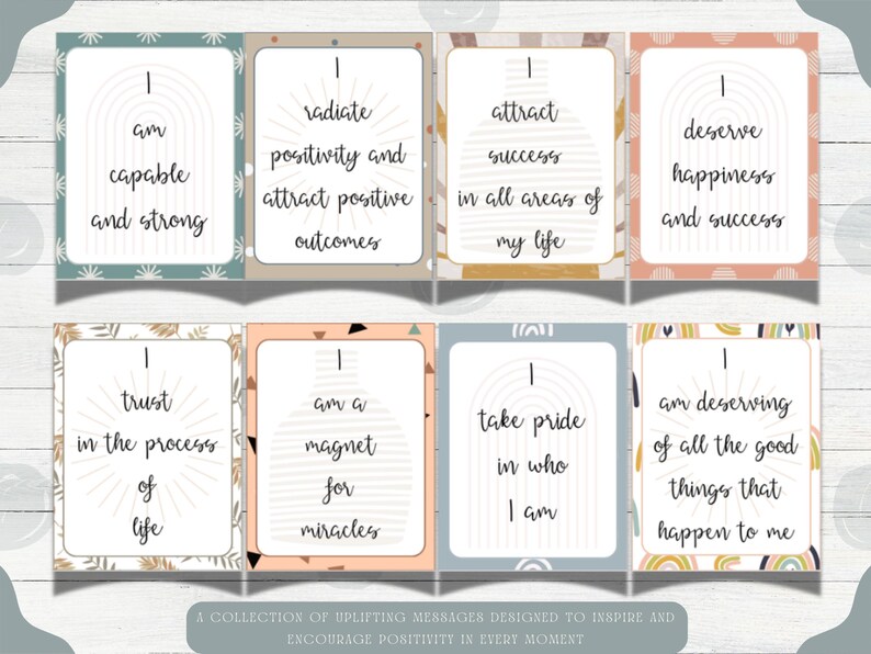 Affirmation Cards Printable Boho Theme, Positive Quotes, Self-esteem ...