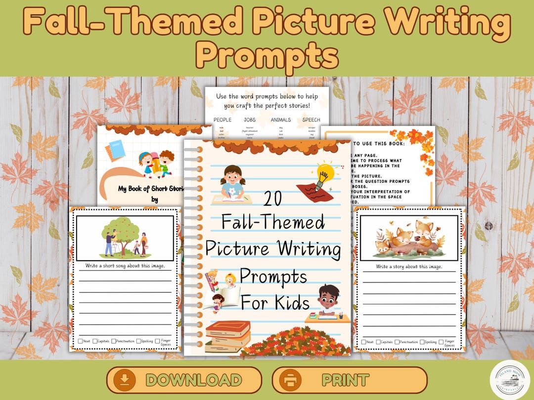 Printable Kids Fall Theme Writing Prompts, Printable Kids Writing ...