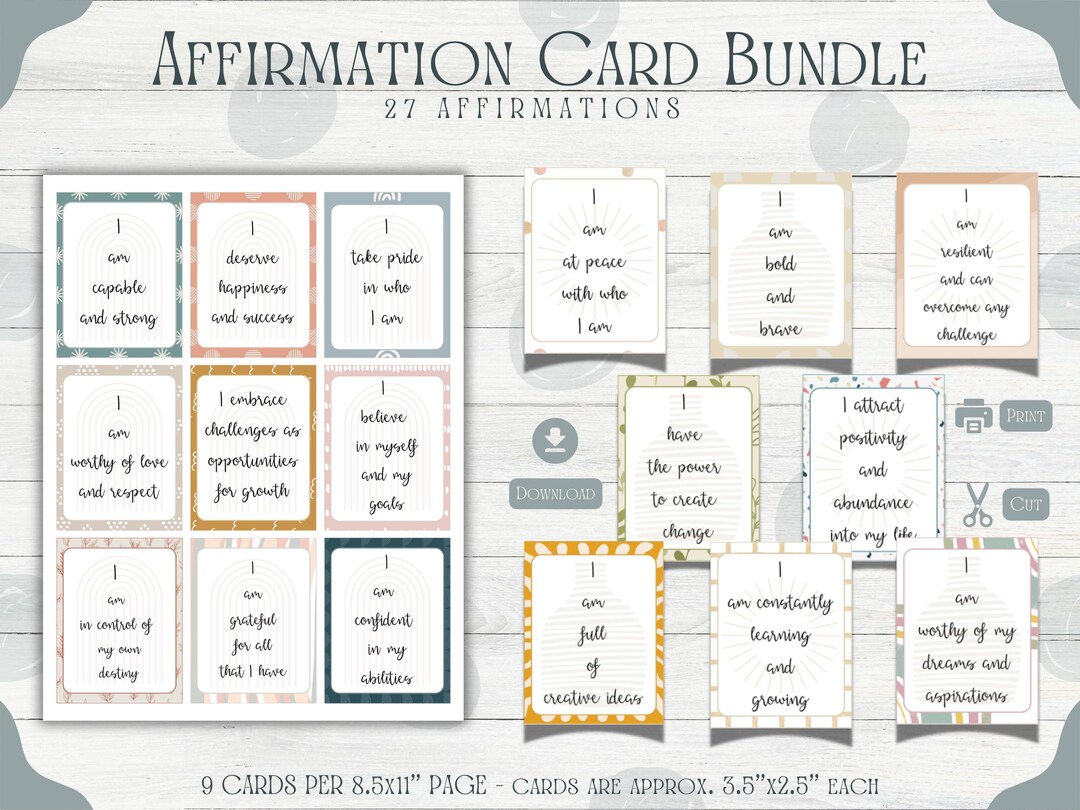 Affirmation Cards Printable Boho Theme, Positive Quotes, Self-esteem ...