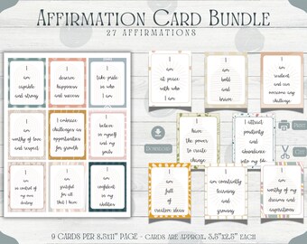 Affirmation Cards Printable Colorful Theme, Positive Quotes, Self ...