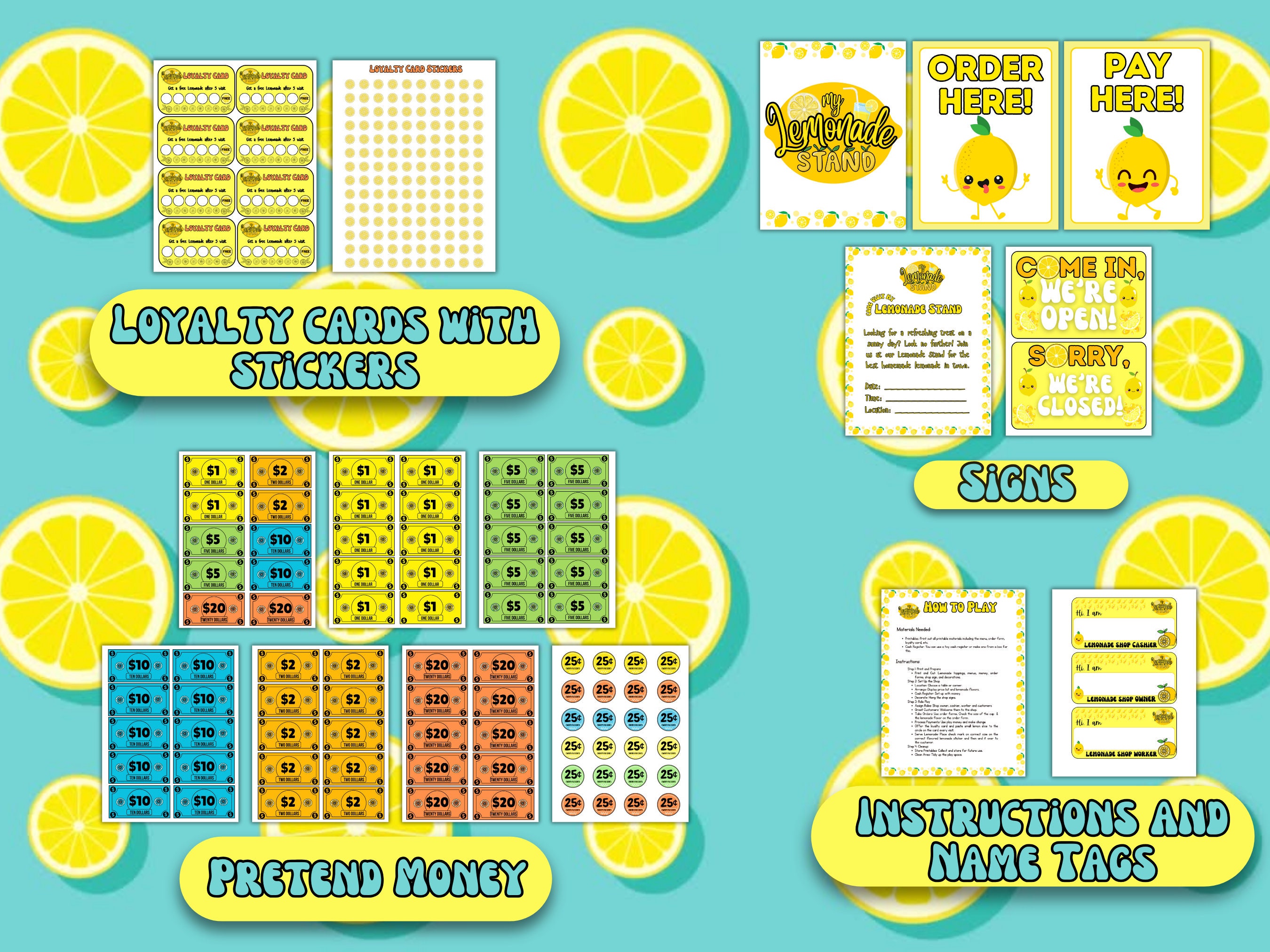Kid's Lemonade Stand Pretend Dramatic Play Printable - Etsy