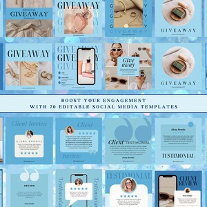 Blue Instagram Post Templates: Social Media Pack for Canva (PDF) - Etsy