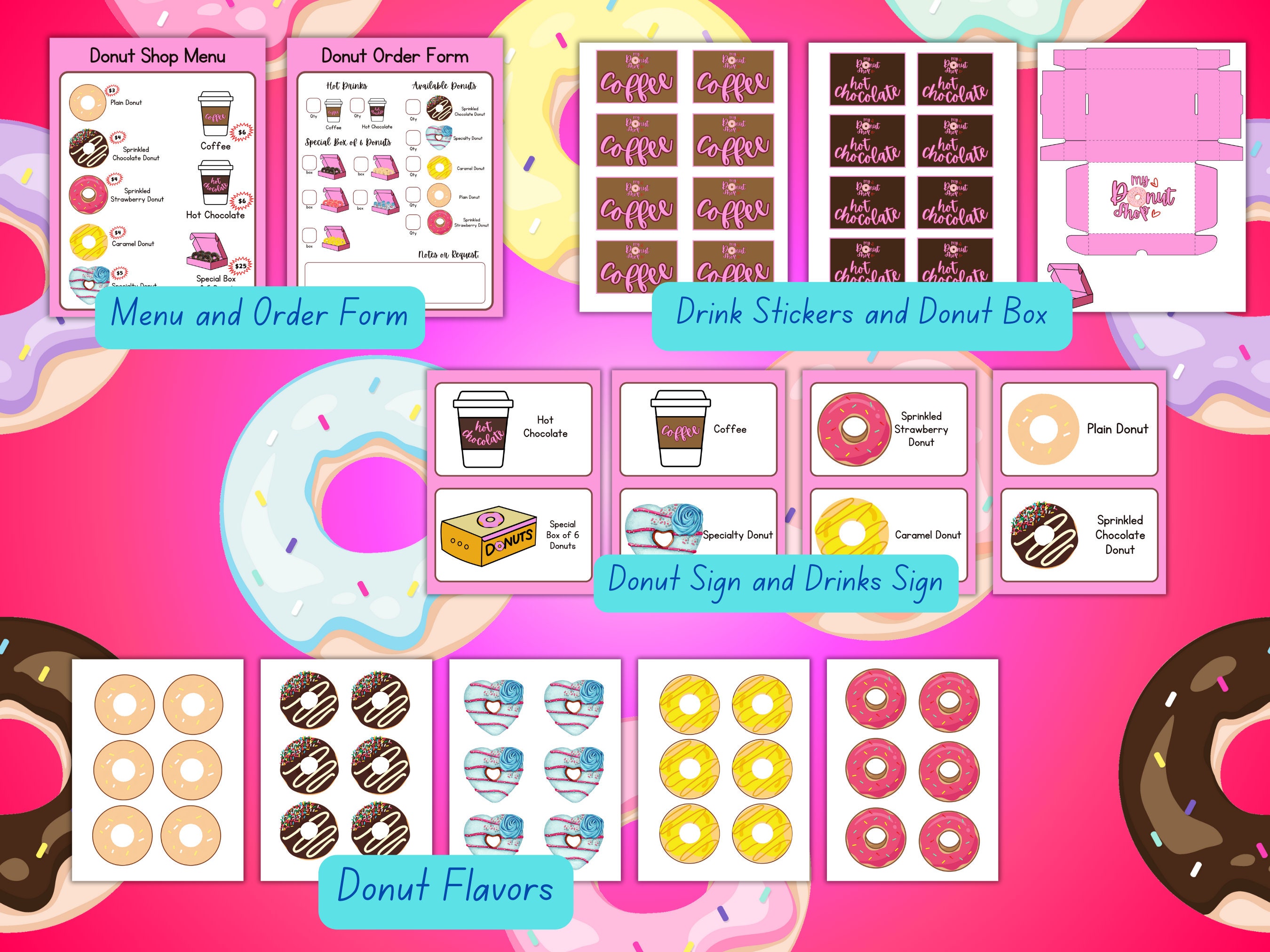 Kid's Donut Shop Pretend Dramatic Play Printable - Etsy