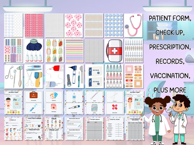 Doctor Office Pretend Dramatic Play Printable, Kids Doctor Pretend Play ...