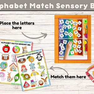 Sensory Bin Play Bundle, Alphabet Sensory Bin Printable Game, Color ...