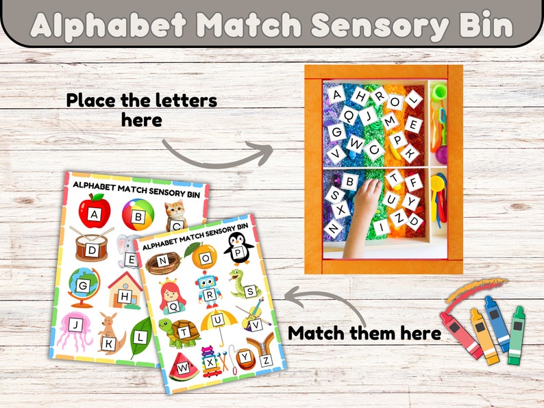 Sensory Bin Play Bundle, Alphabet Sensory Bin Printable Game, Color ...