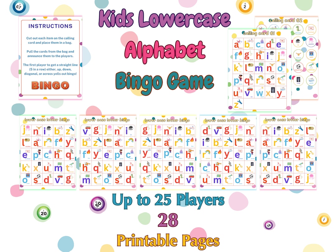 Lowercase Alphabet Bingo Game: Preschool Learning Activity (instant ...
